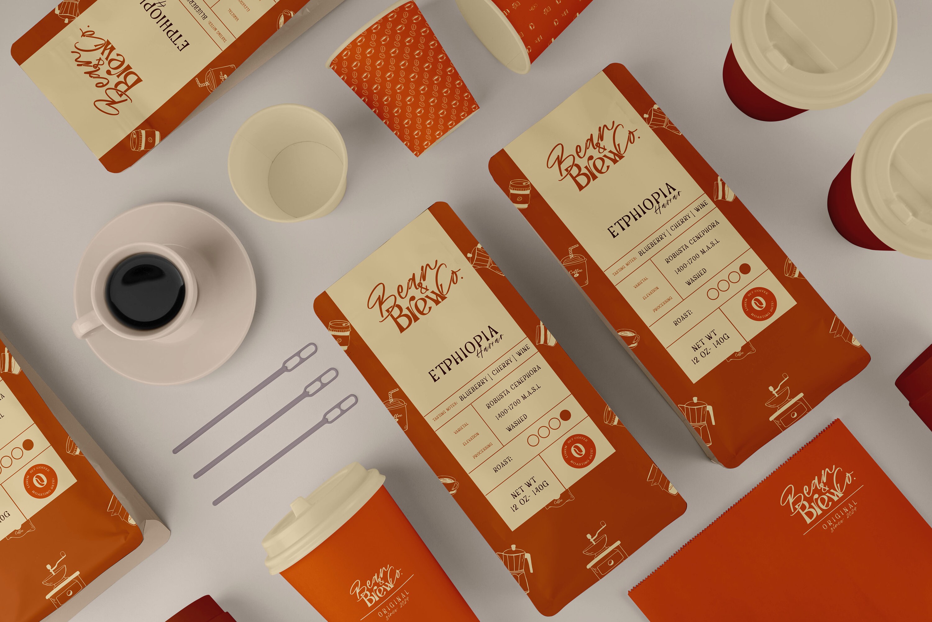 Premade Logo Design Bean & Brew.co Branding Kit for Small Business Semi ...