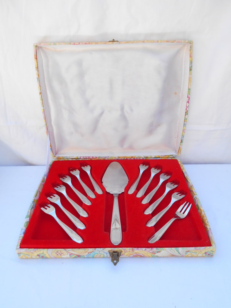 Vintage French Jean Couzon Gateaux/cake Set of 12 Forks and Serving ...
