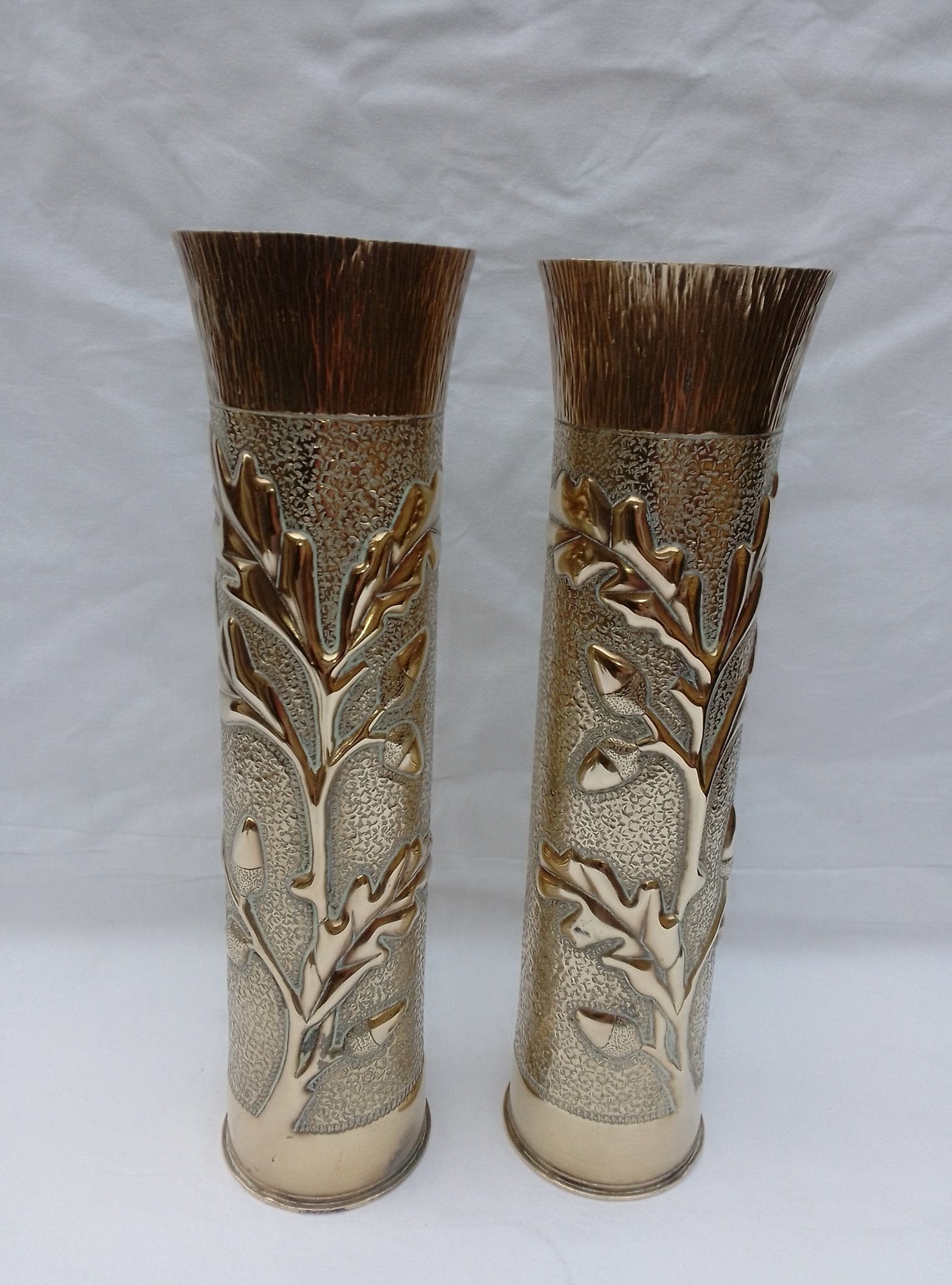 Pair of WW1 Trench Art Brass Artillery Shells Vases Made From 75 DE C ...