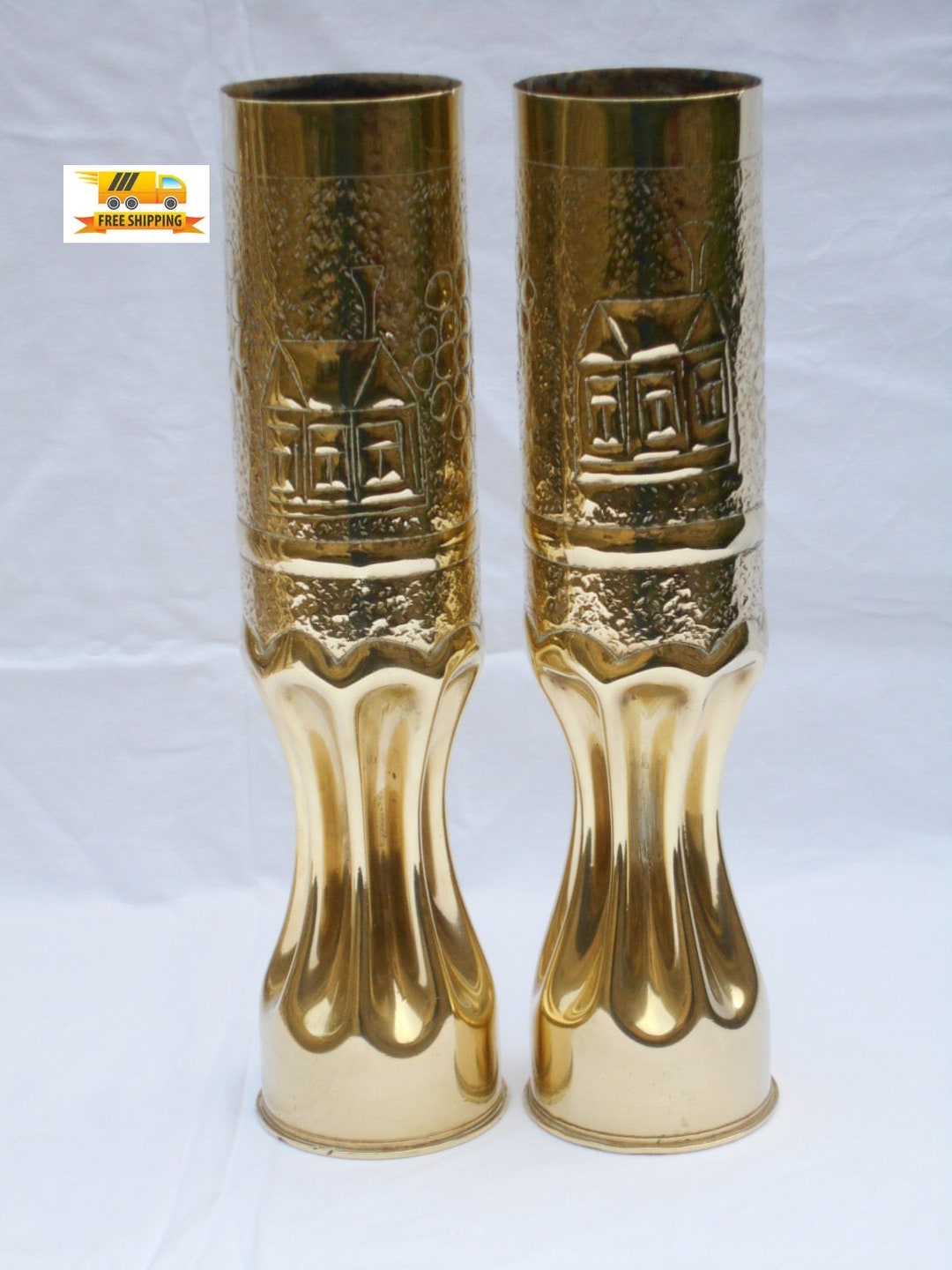 Pair of WW1 Trench Art Brass Artillery Shells Vases Made - Etsy