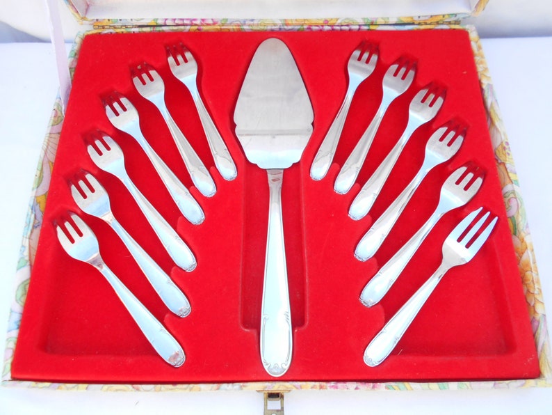 Vintage French Jean Couzon Gateaux/cake Set of 12 Forks and Serving ...