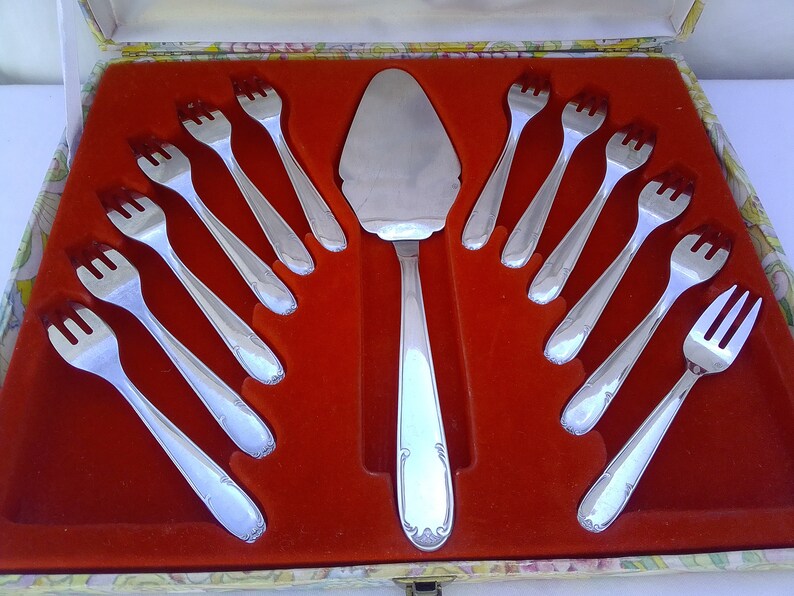Vintage French Jean Couzon Gateaux/cake Set of 12 Forks and Serving ...