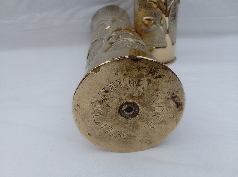 Pair of WW1 Trench Art Brass Artillery Shells Vases Made From 75 DE C ...