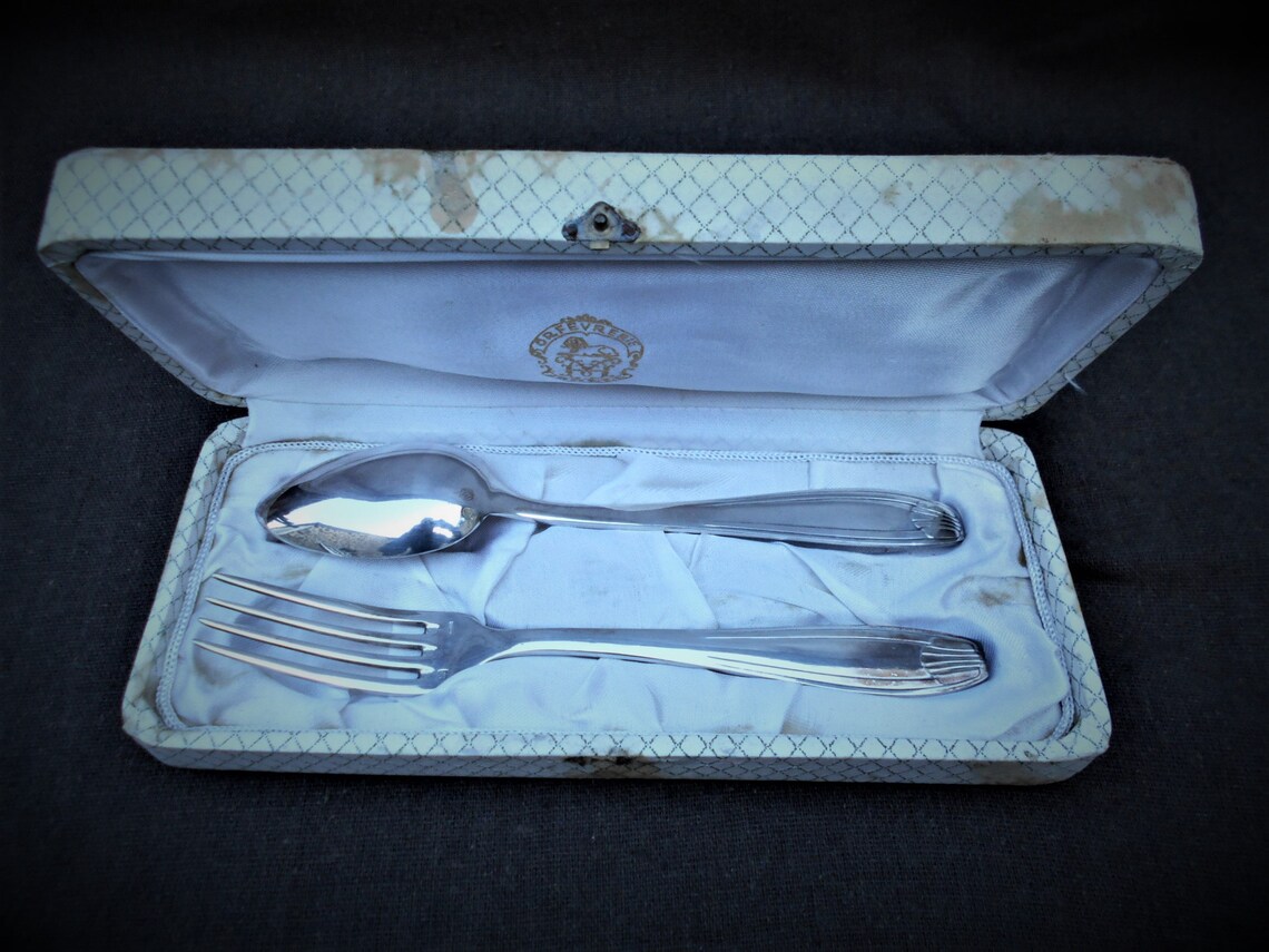 Vintage French Apollo Silver Plate Cutlery/Christening Set | Etsy
