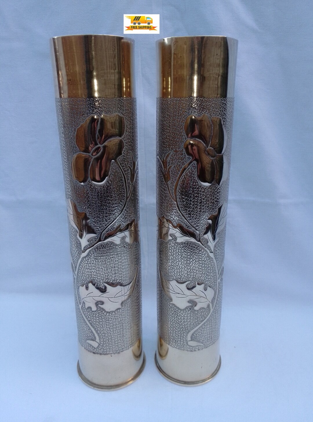 Pair of WW1 Trench Art Brass Artillery Shells Vases Made From 1918 ...