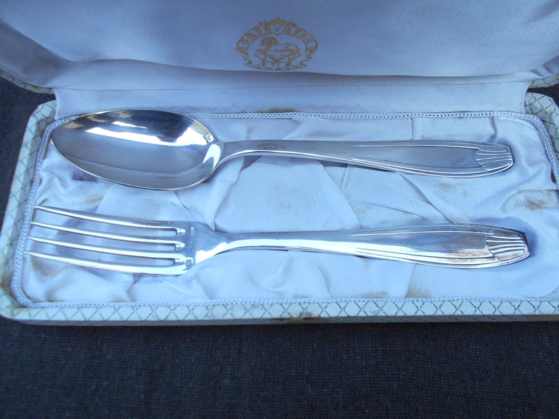Vintage French Apollo Silver Plate Cutlery/Christening Set | Etsy