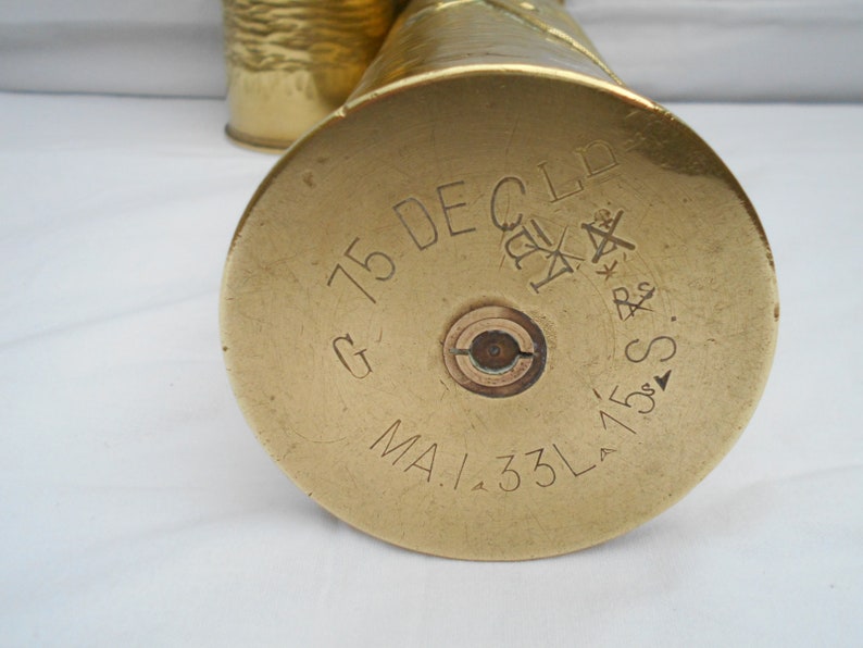 Pair of WW1 Trench Art Brass Artillery Shells Vases Made From 75 DE C ...
