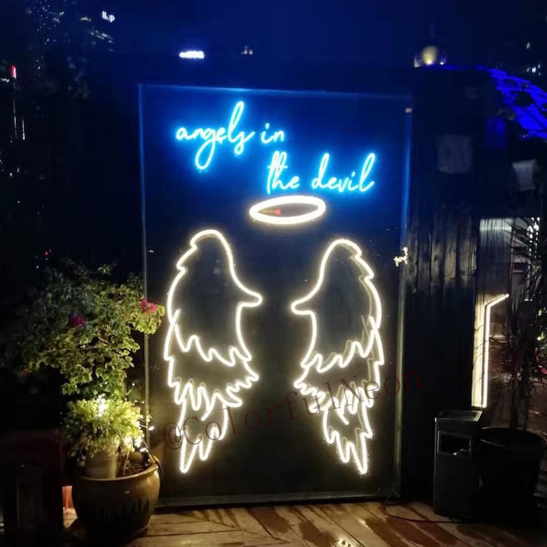 Angel Wings Neon Sign Customized Wallcustom Neon Sign Neon - Etsy