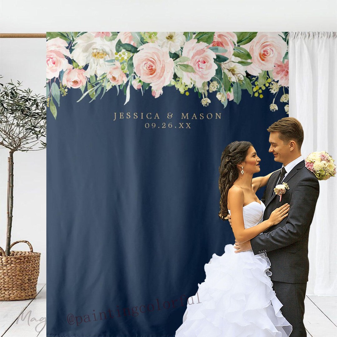 Elegant Blue Wedding Backdrop, Wedding Photo Booth Backdrop, Wedding ...