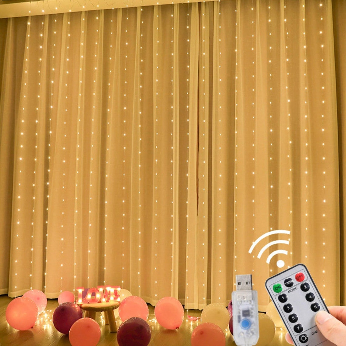 300 Light Led Curtain String Lights USB With Remote for | Etsy