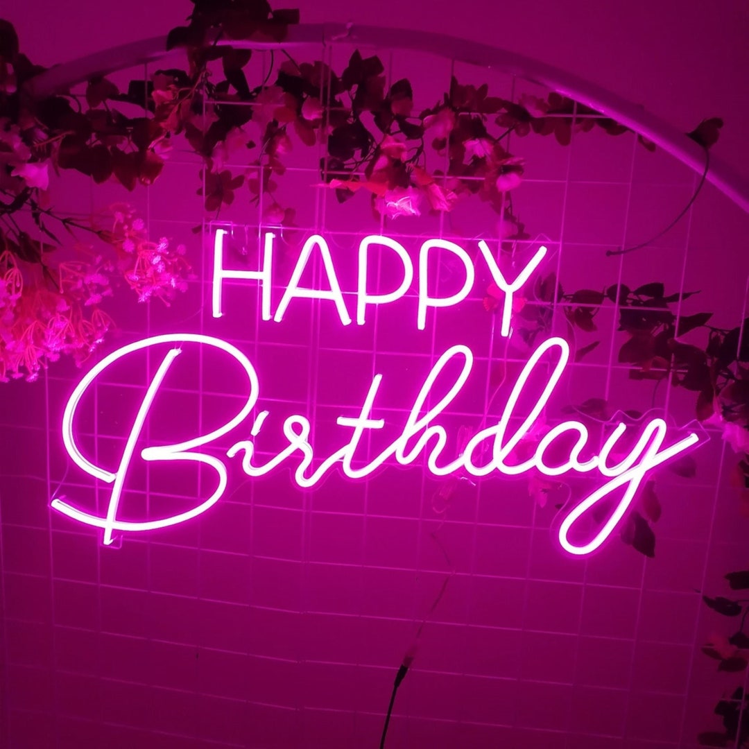 Happy Birthday Neon Sign, Birthday Neon Sign Custom, Happy Birthday ...