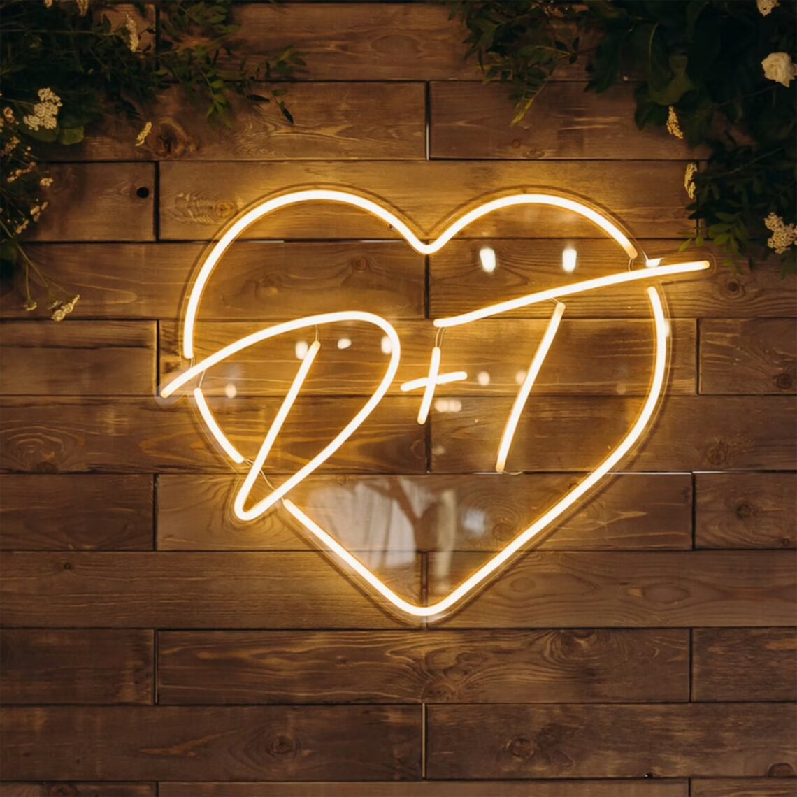 Custom Initials Neon Sign Heart Initials Sign Wedding - Etsy