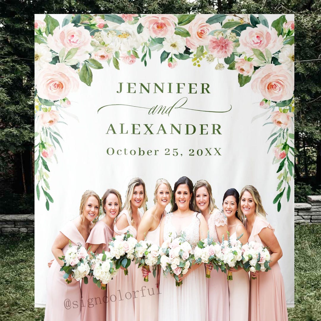 Personalized Wedding Backdrop for Reception, Floral Wedding Backdrop ...