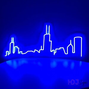 Chicago City Skyline Neon Sign, Custom City Skyline Neon Sign, Wall ...