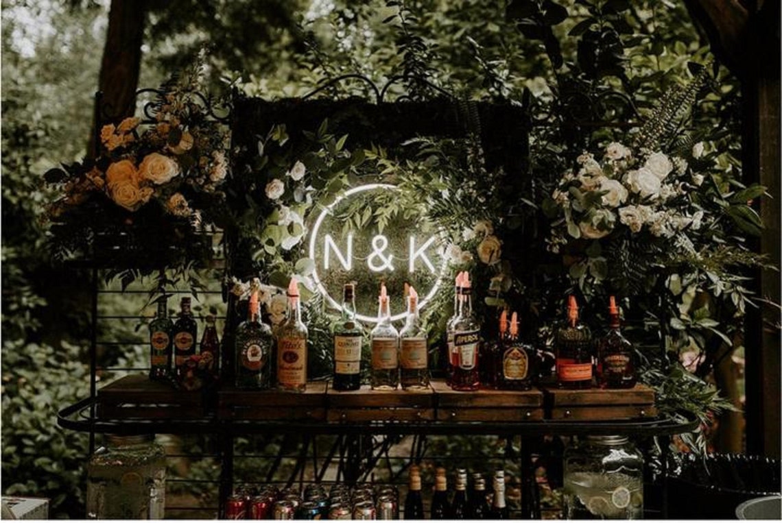 Wedding Monogram Circle Custom Initials Sign Custom LED Neon | Etsy