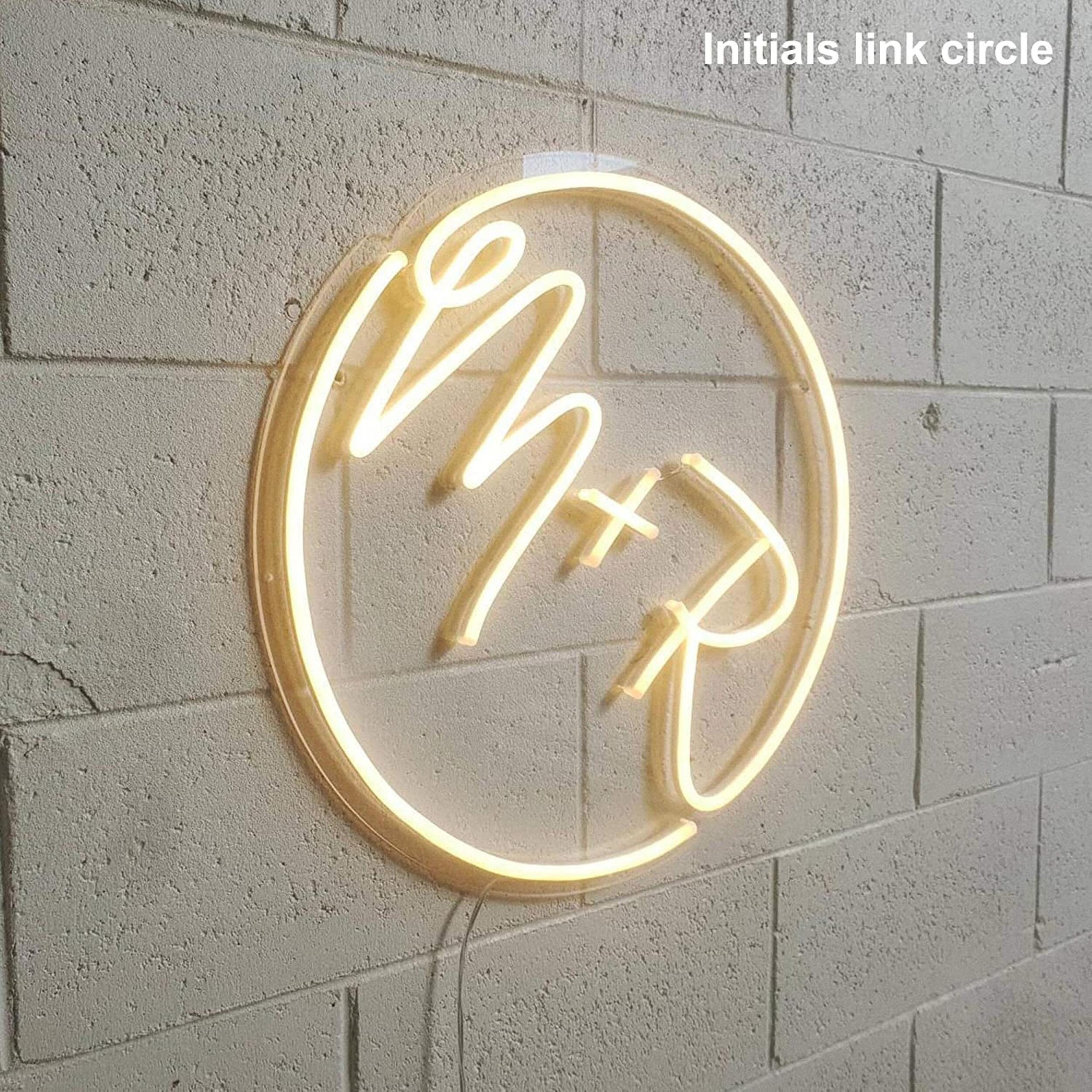Wedding Monogram Circle Custom Initials Sign Custom LED Neon | Etsy