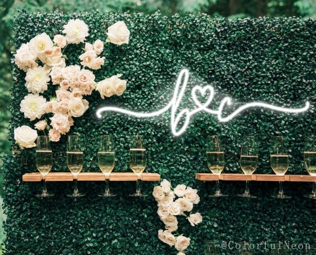 Custom Wedding Initials Neon Sign, Personalized Wedding Initials With ...