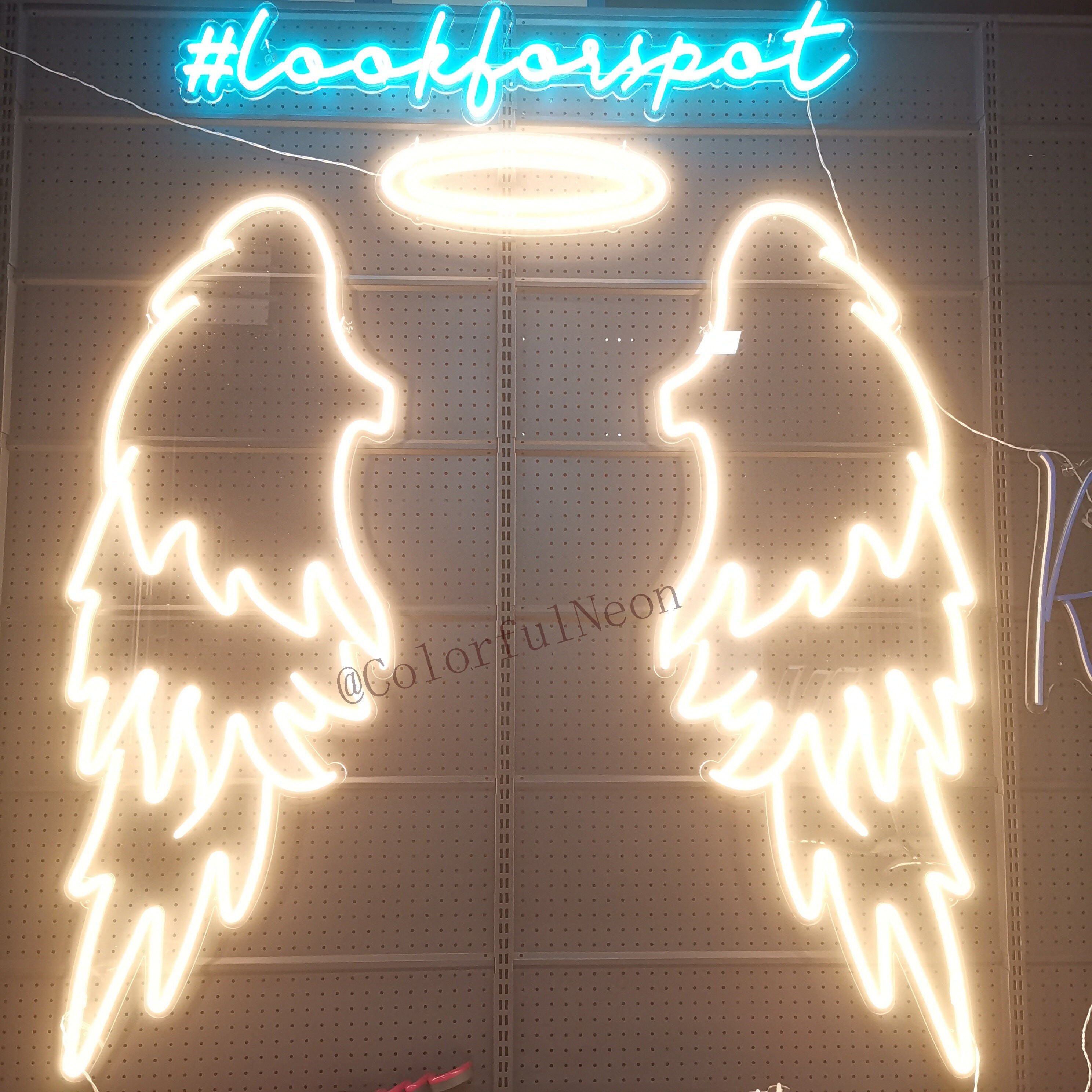 Angel Wings and Halo Neon Sign Custom Nimbus Neon Wedding - Etsy