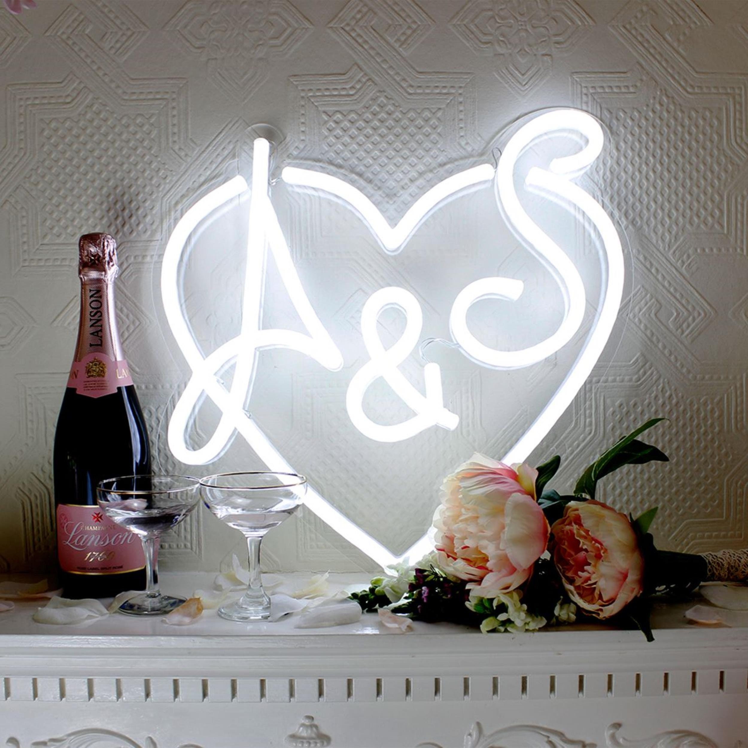 Custom Initials Neon Sign Heart Initials Sign Wedding - Etsy Canada