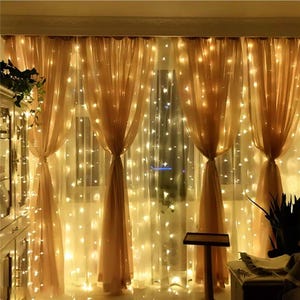 300 Light Led Curtain String Lights USB With Remote for Wedding, Party ...