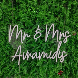 Custom Mr & Mrs Neon Sign, Family Name Sign, Wedding Monogram Decor ...