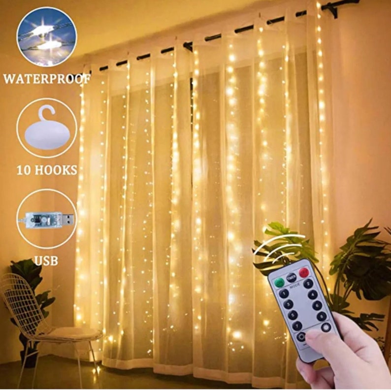 300 Light Led Curtain String Lights USB With Remote for - Etsy
