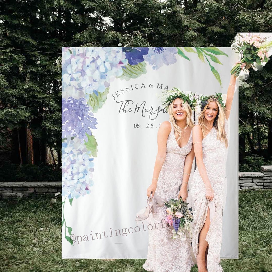 Hydrangea Wedding Backdrop Flowers, Blue Wedding Photo Booth Backdrop ...