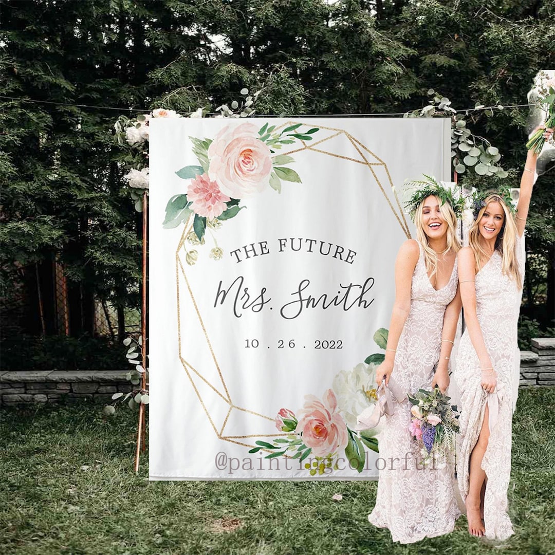 Floral Bridal Shower Backdrop for Photos, Bridal Shower Decorations ...