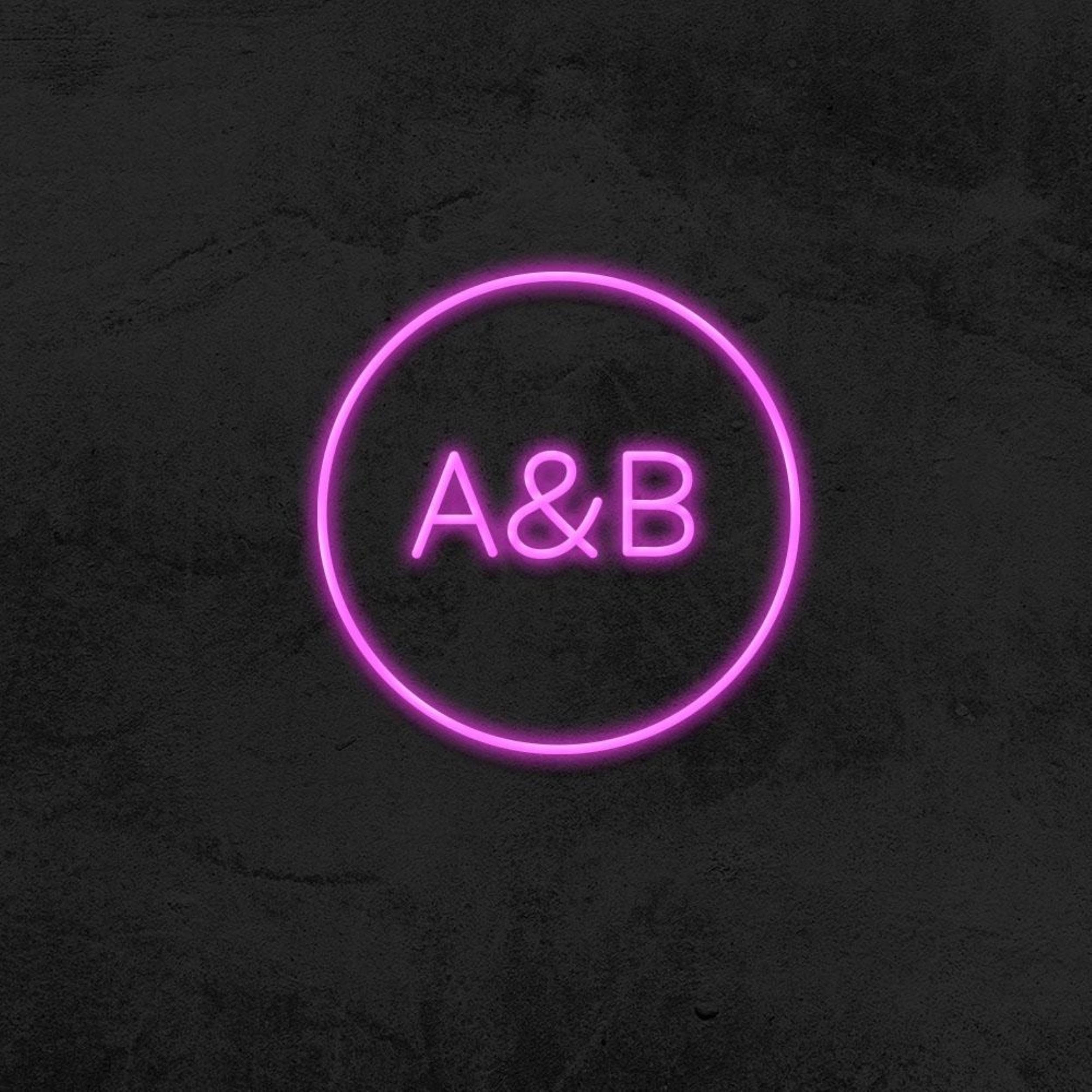Wedding Monogram Circle Custom Initials Sign Custom LED Neon | Etsy