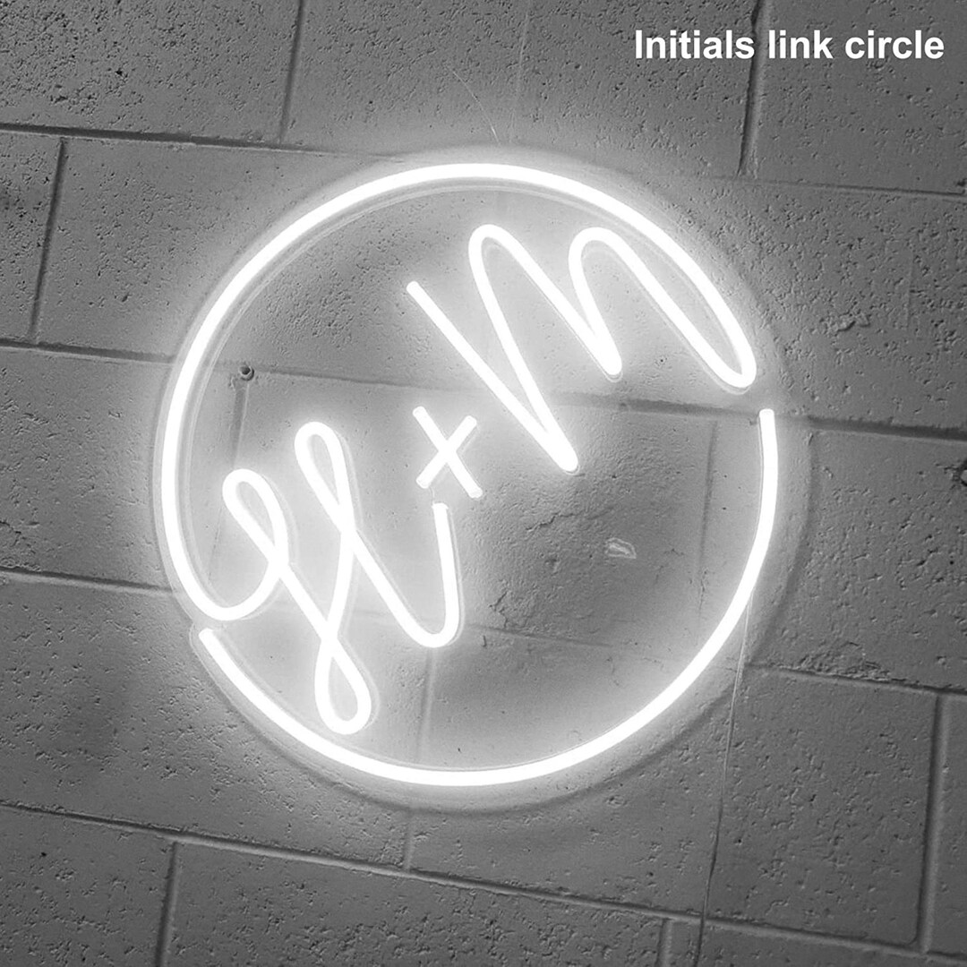 Wedding Monogram, Circle Custom Initials Sign, Custom LED Neon Initials ...