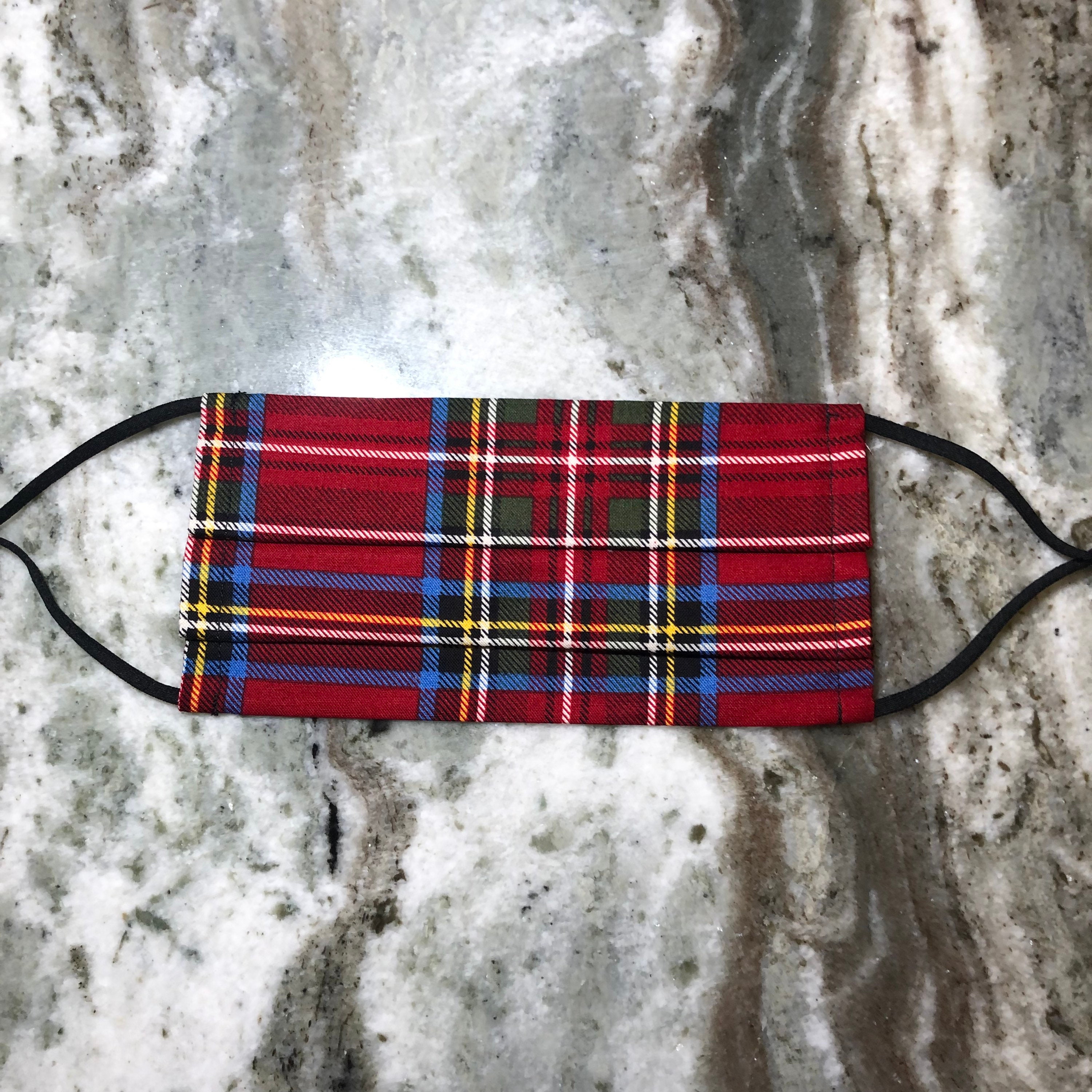 Red Plaid 2-layer Pleated Cloth Face Mask and Washable With - Etsy