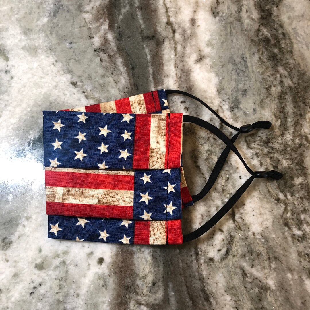 American Flag 2-layer Pleated Cloth Face Mask - and Washable With ...