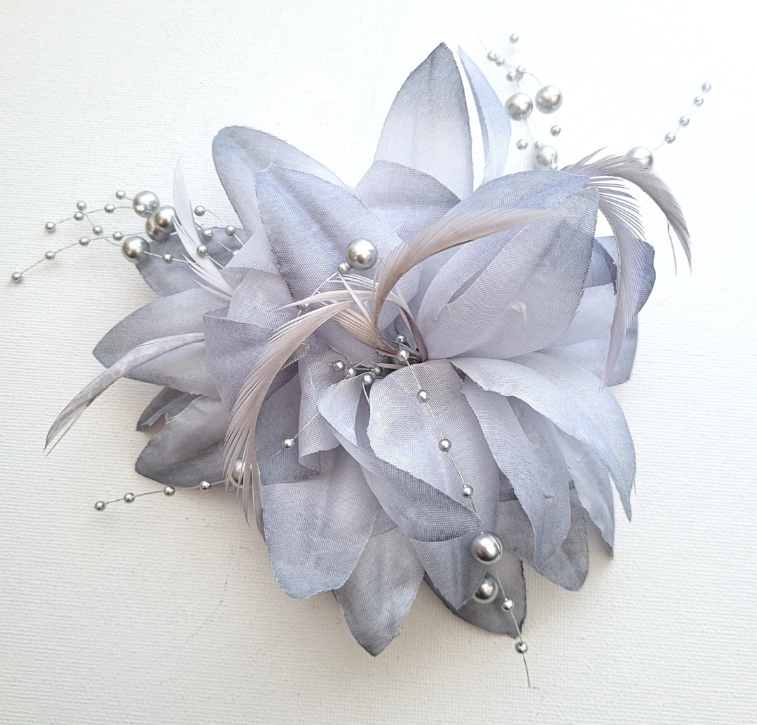 Layered Fabric Feather Fascinator Hair Clip Brooch Pin Wedding Races ...