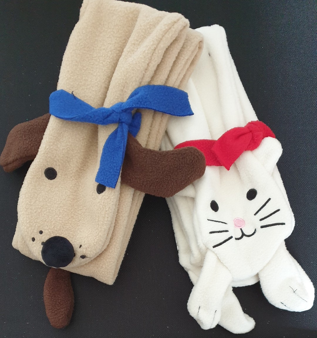 Child Size Winter Animal Scarf for Kids, Soft Fabric Dog & Cat Design ...