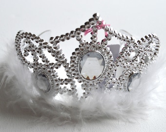 Plastic Silver Childrens Coloured Stone Tiara Hair Accessory Bling ...