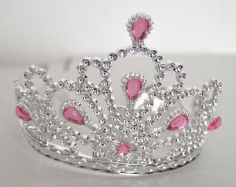 Plastic Silver Childrens Coloured Stone Tiara Hair Accessory Bling ...