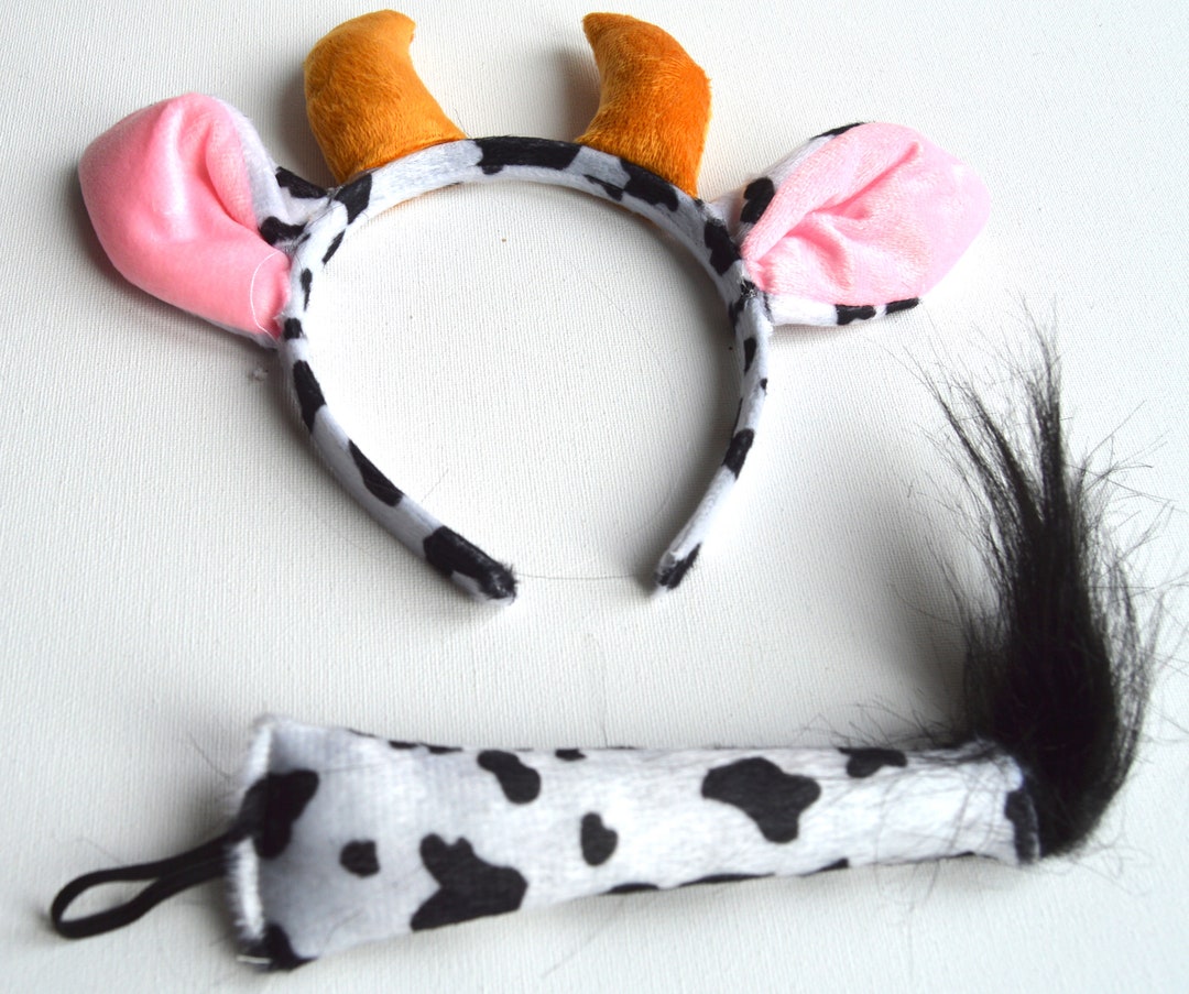 Black White Cow Ears and Tail Set for Adults and Children | Farm Animal ...