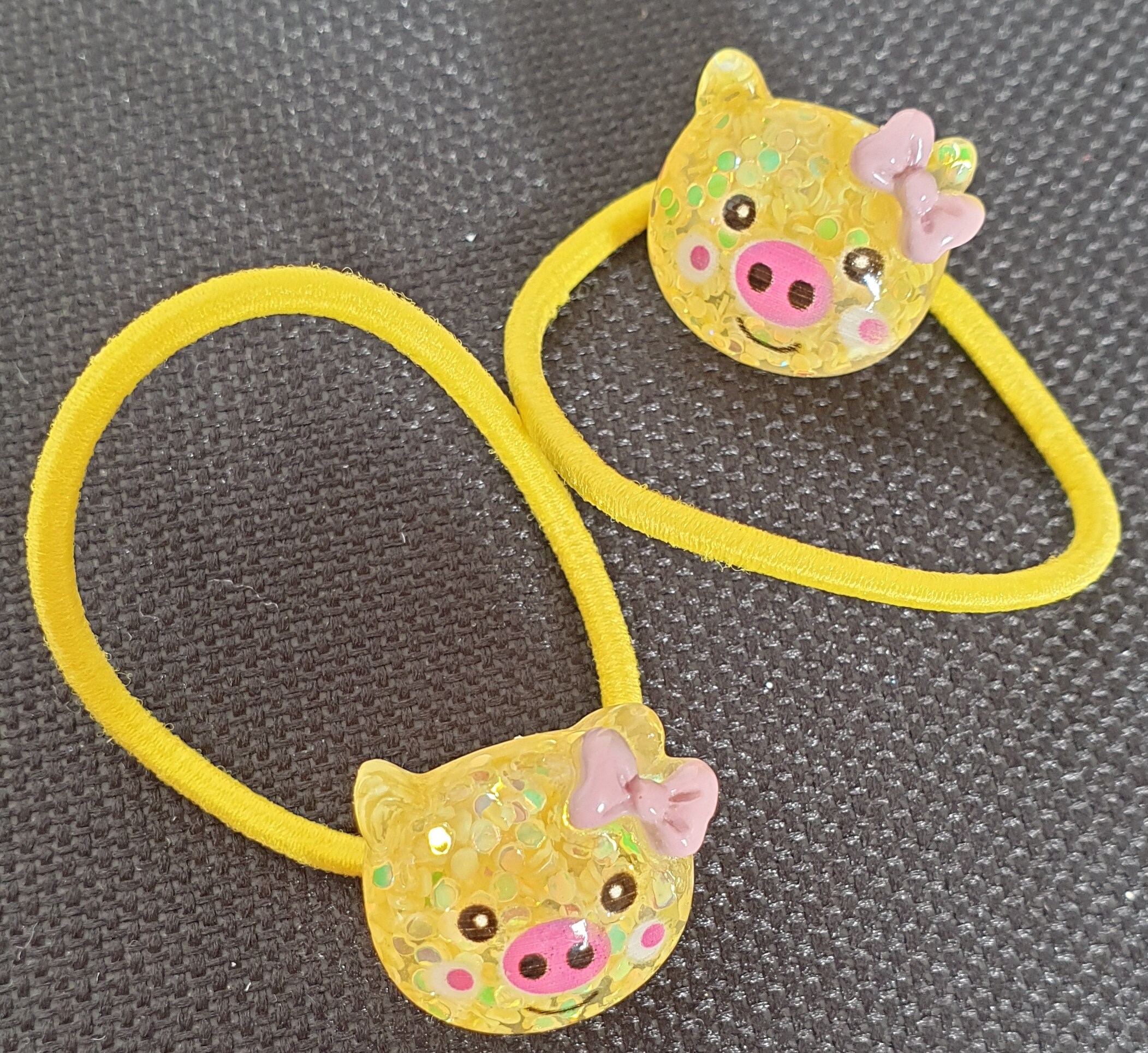 Card of 2 Glitter Bear Girls Hair Bobbles Elastics Easter | Etsy