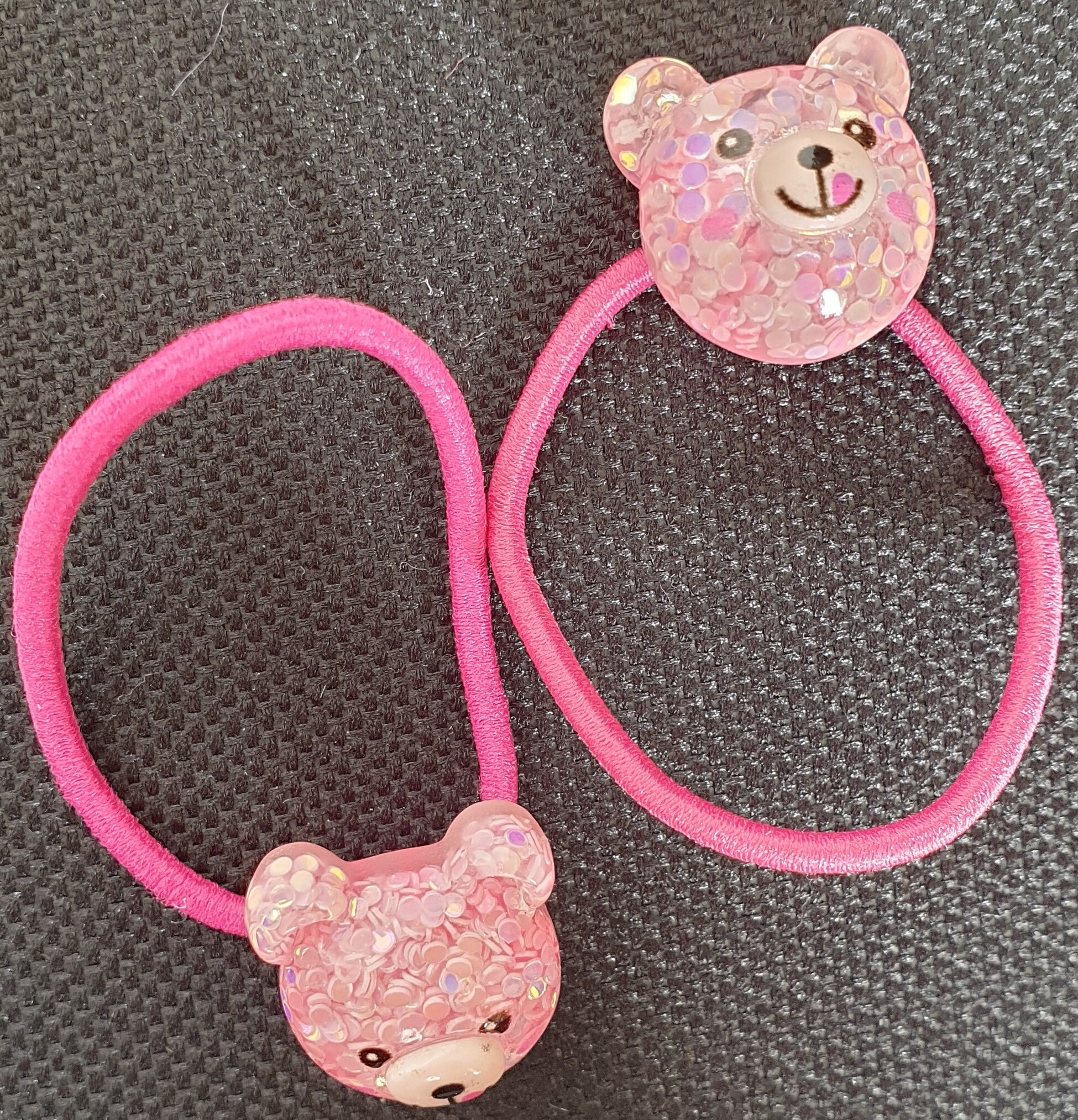 Card of 2 Glitter Bear Girls Hair Bobbles Elastics Easter | Etsy