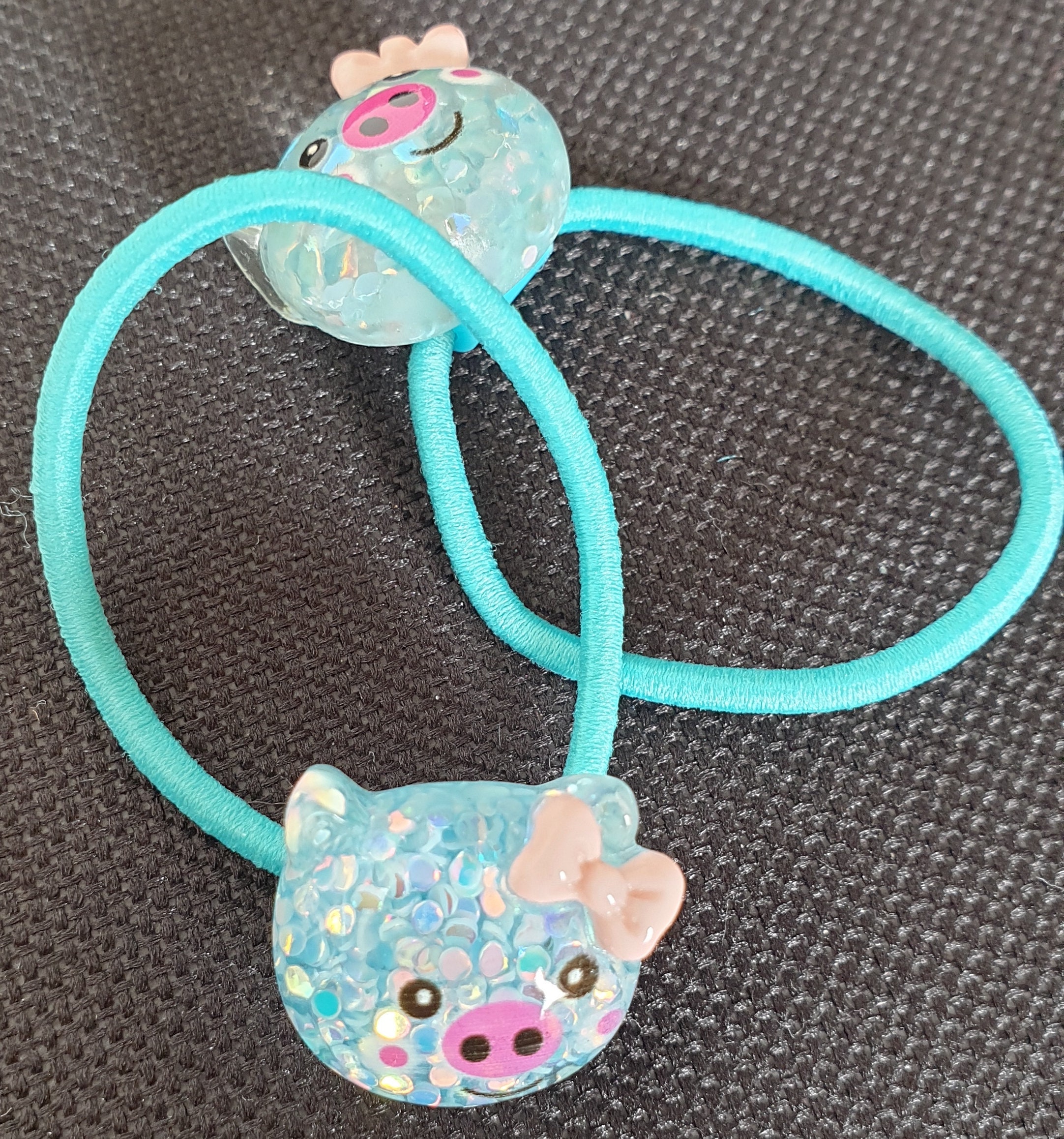 Card of 2 Glitter Bear Girls Hair Bobbles Elastics Easter | Etsy