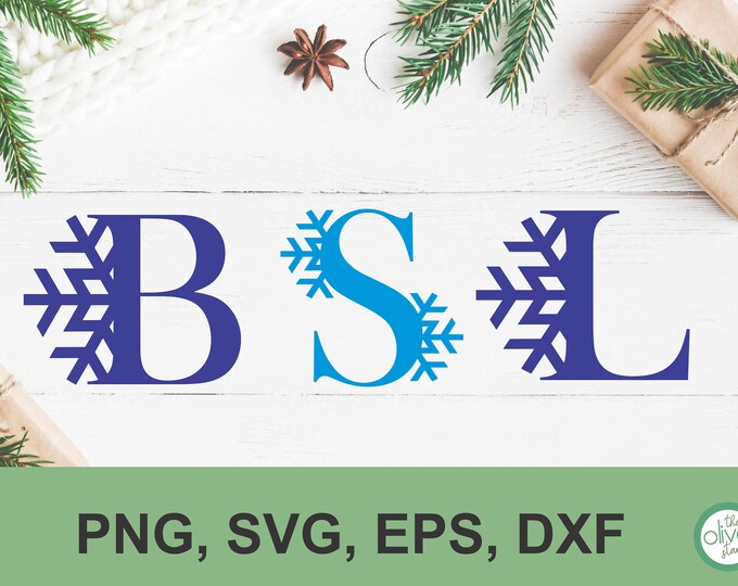Snowflake Monogram SVG Bundle, Snowflake Letters SVG, Snowflake ...