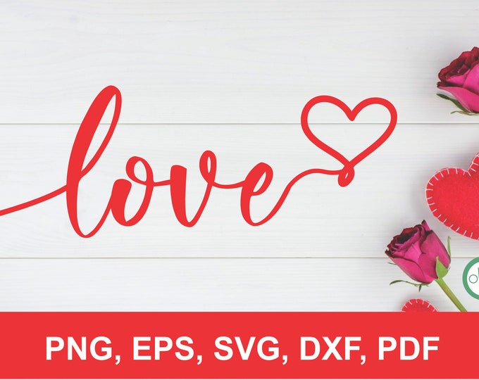 Valentines Day SVG, Love SVG, Handwritten Love SVG, Heart Svg, Love Cut ...