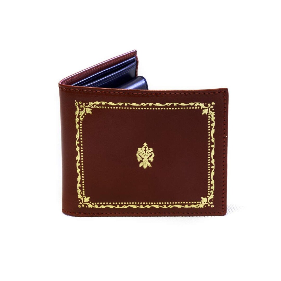 Two-tone Men's Wallet With 22k Gold Decoration - Peroni Firenze - Etsy