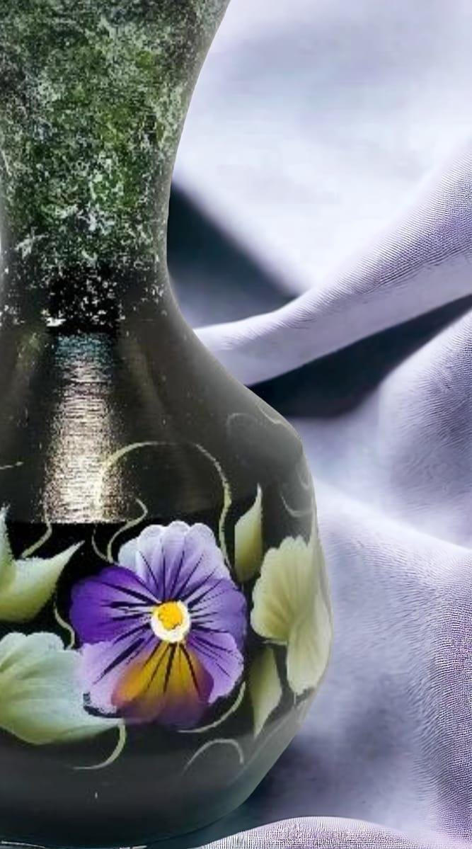 Hand-painted Pottery Vase Set: Purple Floral Home Decor - Etsy