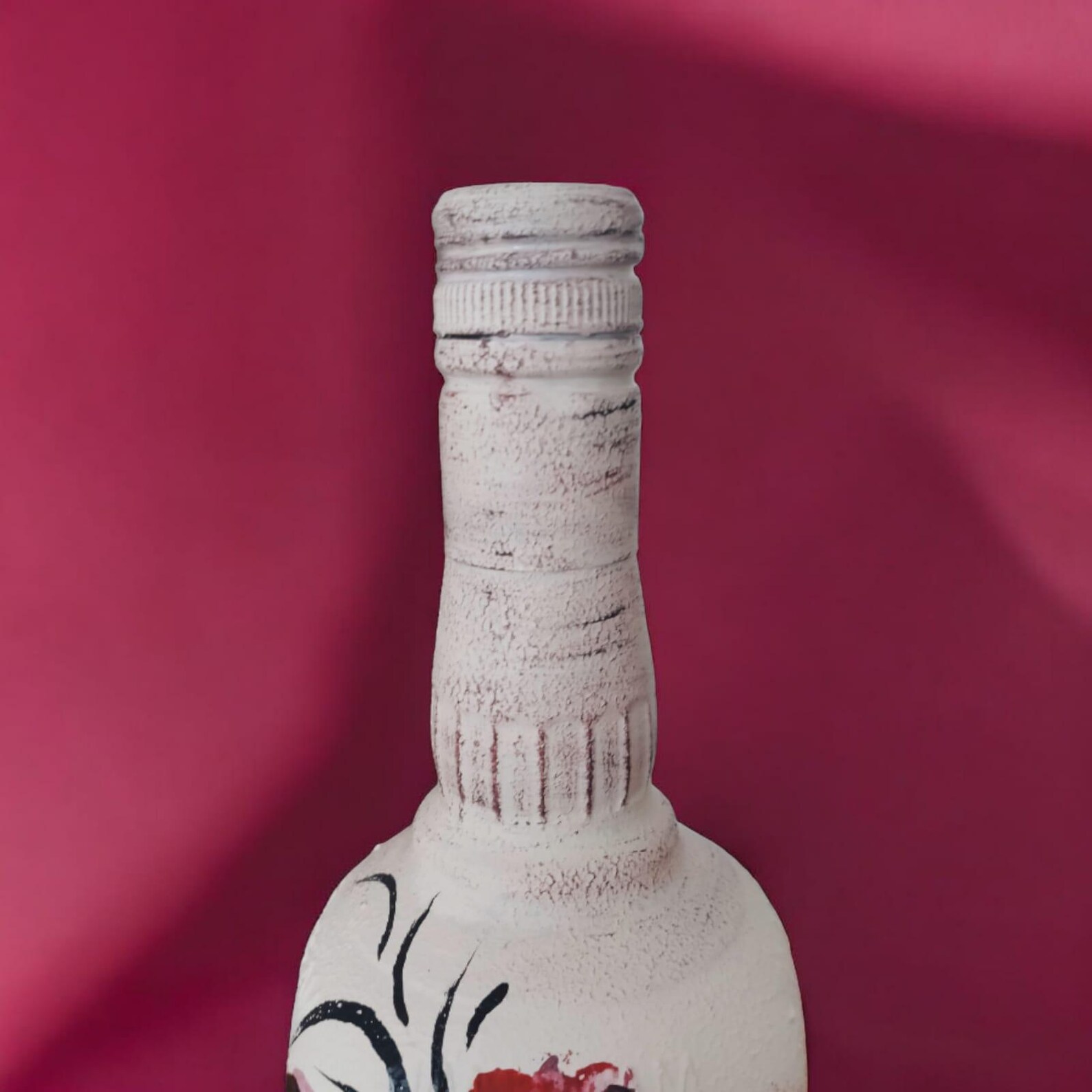 Hand-painted Floral Patterned Glass Bottle Decor Unique Decor Accent ...