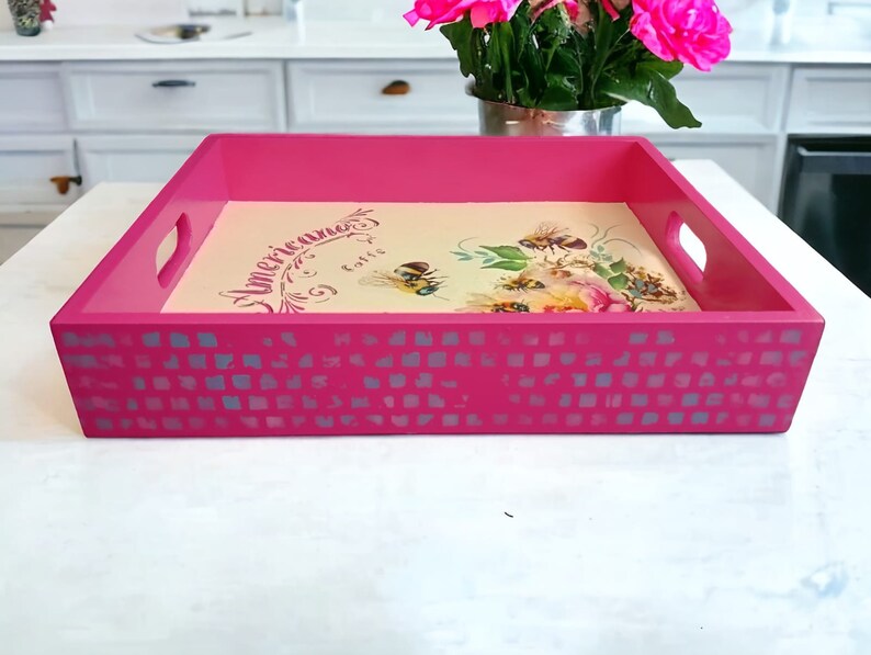 Pink Wooden Tray. Add Color to Your Tea and Coffee Services With This ...