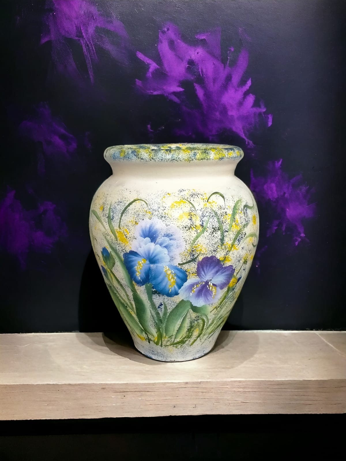 Handmade, Flower Patterned Pottery Vase Lily With One Stroke Technique ...