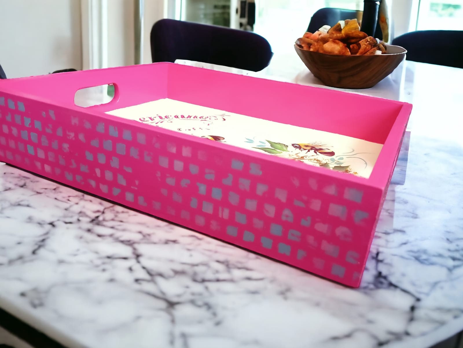 Pink Wooden Tray. Add Color to Your Tea and Coffee Services With This ...