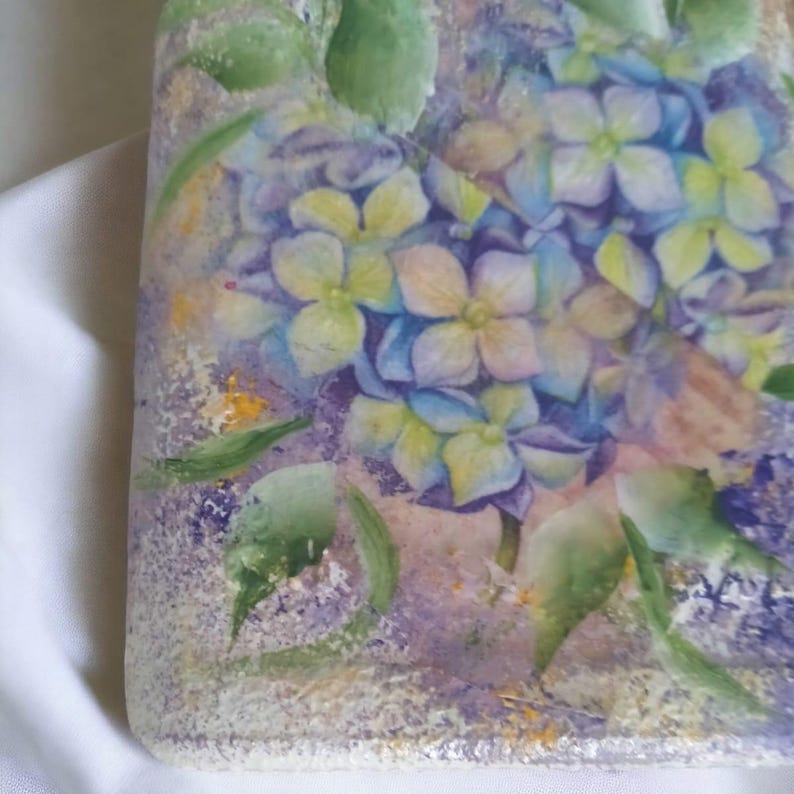 Hand-painted Hydrangea Decorative Glass Bottle Set, Vintage Floral Art ...