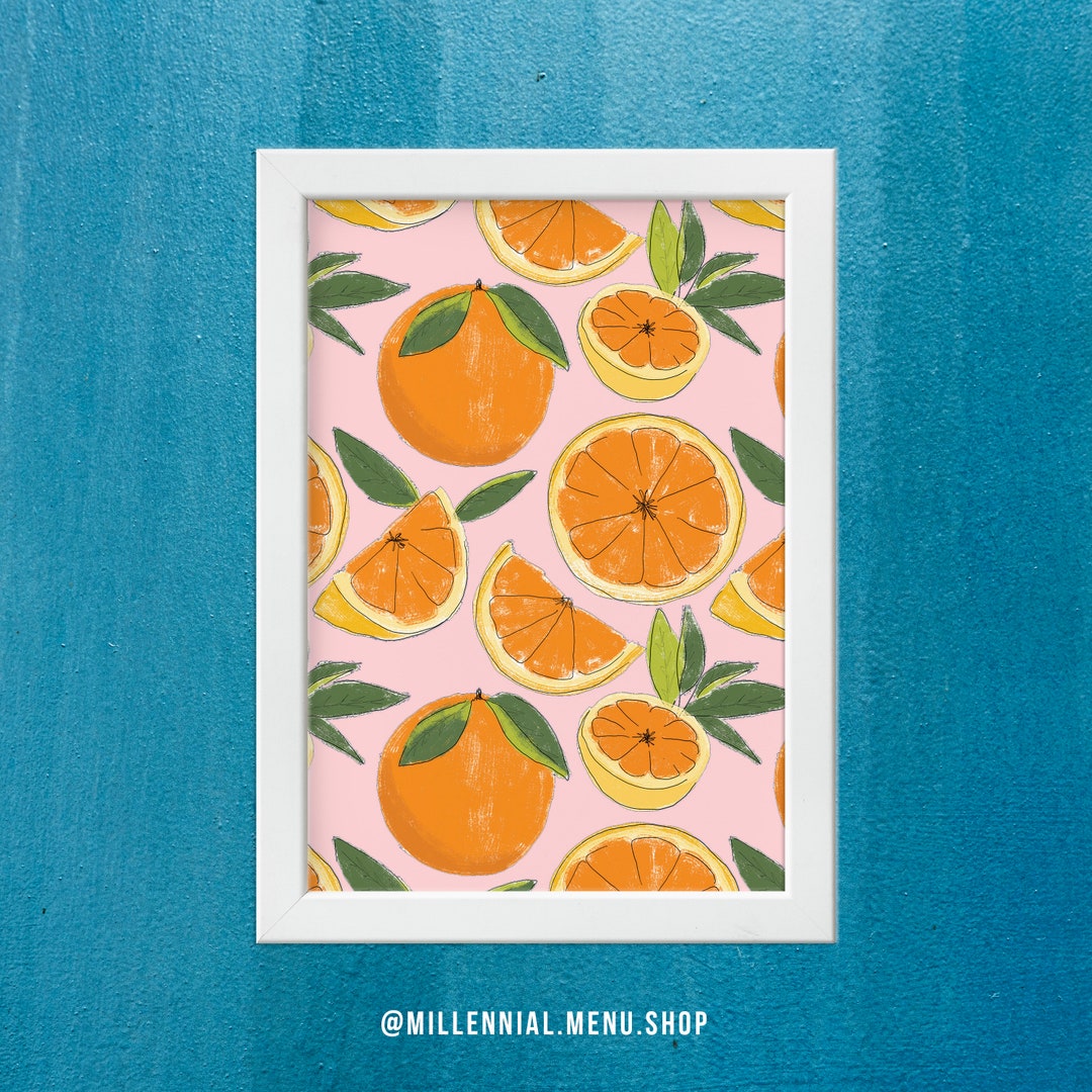 Pink Orange Digital Art Print A4 Kitchen Print, Food Inspired Gifts ...